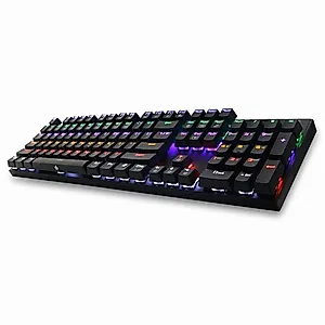 ABKO K640 QUICK SWAP Switch Mechanical Custom Keyboard Rainbow LED NKEY-Rollover (English/Korean Layout) Black Color (Blue Switch (Click))