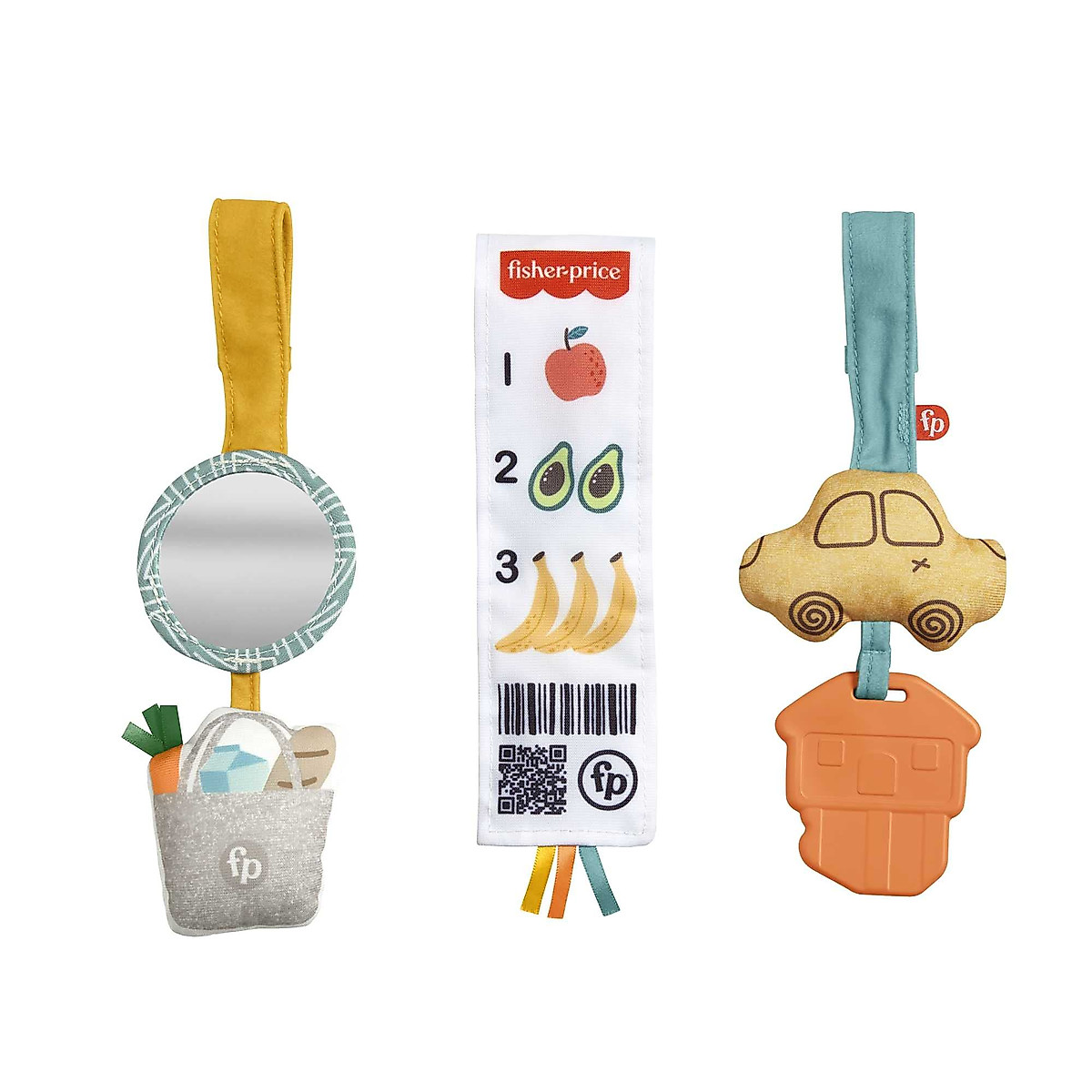 Fisher-Price Cutest Customer Activity Set, 3 Stroller-attaching Infant Toys for Travel