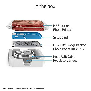 HP Sprocket Portable Photo Printer, Print Social Media Photos on 2x3" Sticky-Backed Paper - Red (Z3Z93A)