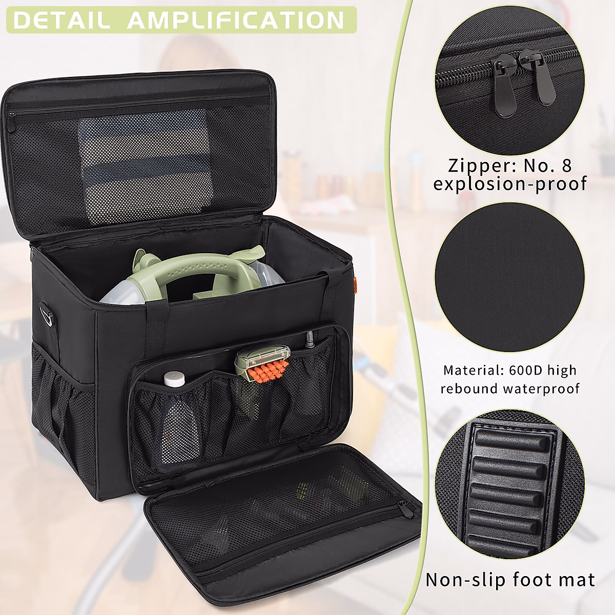 TORIBIO Storage Carry Bag Compatible with Bissell Carpet and Upholstery Cleaner 1400B/3353, Organizer/Case for Carpet Steam Cleaner, Travel Hand Bag with Extra Pockets for Accessories