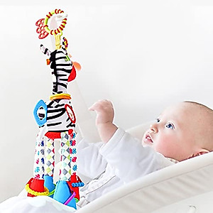 Toddmomy Stuffed Educational Sensory Animals Ster Baby Learning Soft Hanging Toys Toy Bed Pendants Plush Newborn Crib Squeaky Doll Plaything Crinkle Shape Car for Animal Zebra Around