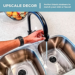 3 Pieces Kitchen Sink Stopper Strainer Garbage Disposal Plug, Stainless Steel Universal Anti-Clogging Kitchen Sink Filter Sieve Basket Strainer, Wide Rim for Kitchen Sink Drain (Black)