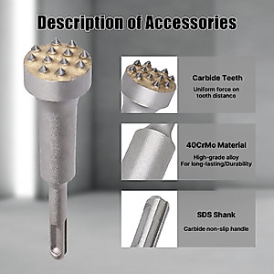 Vearter SDS Plus Bushing Tool 12 Tips, 5.3'' X 1.4'' Round Head Concrete Roughness Coating Remove Bushing Bit for Rotary Hammer, Chisel Drill Bit for Masonry, Brick Wall