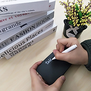 Medsuo 6pcs Mini Chalkboard Signs, L-Shape Small Blackboard with 2 Erasable Blackboard Pens for School, Weddings Table Sign, Party Food Signs, Bakery, Message Board Signs (4 x 2.8 inch)