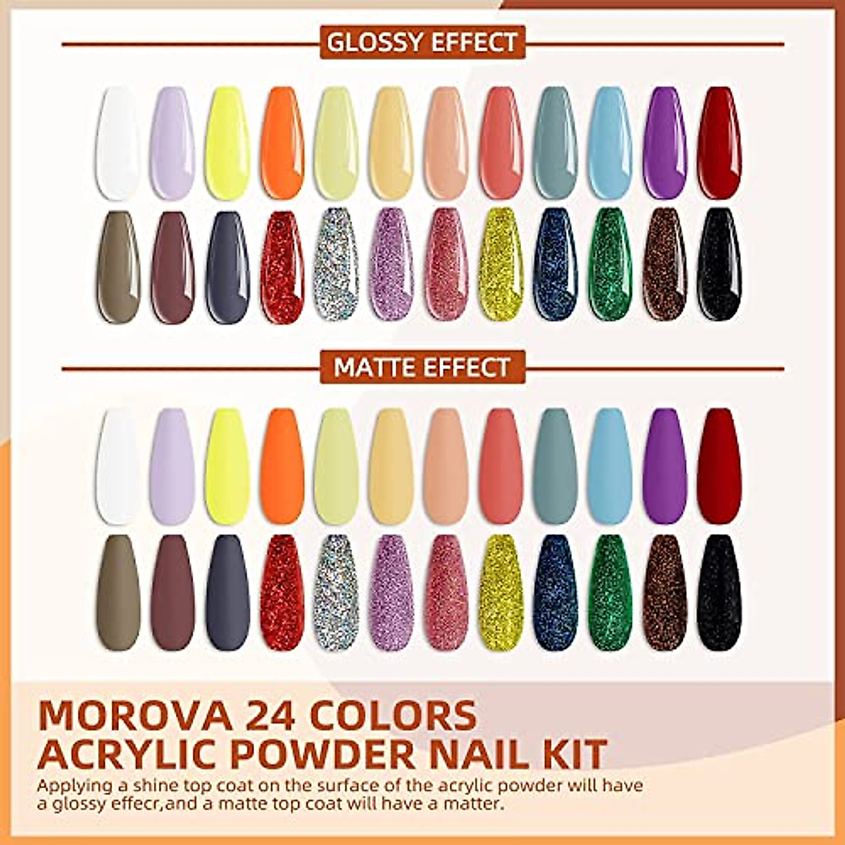 Morovan Acrylic Nail Kit With Everything - 24 Colors Glitter Acrylic Powder With Nail Drill Monomer Acrylic Nail Liquid Nail Kit Set Professional Acrylic With Everything DIY Supplies Nail Art Design
