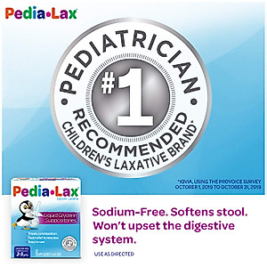 Pedia-Lax Laxative Liquid Glycerin Suppositories for Kids, Ages 2-5, 6 CT, 3 Pack