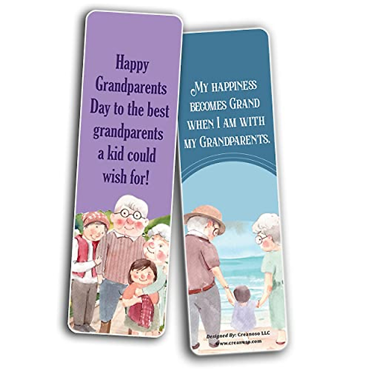 Creanoso Grandparents Day Bookmarks (10-Sets X 6 Cards) – Daily Inspirational Card Set – Interesting Book Page Clippers – Great Gifts for Adults and Professionals
