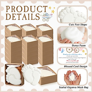 Maxcheck 50 Sets Baby Shower Feet Soaps Bulk Baby Shower Favors for Guests Handmade Scented Soap with Organza Bags Thank You Cards for Girl Boy Baby Shower Gifts Souvenirs Decorations(White)