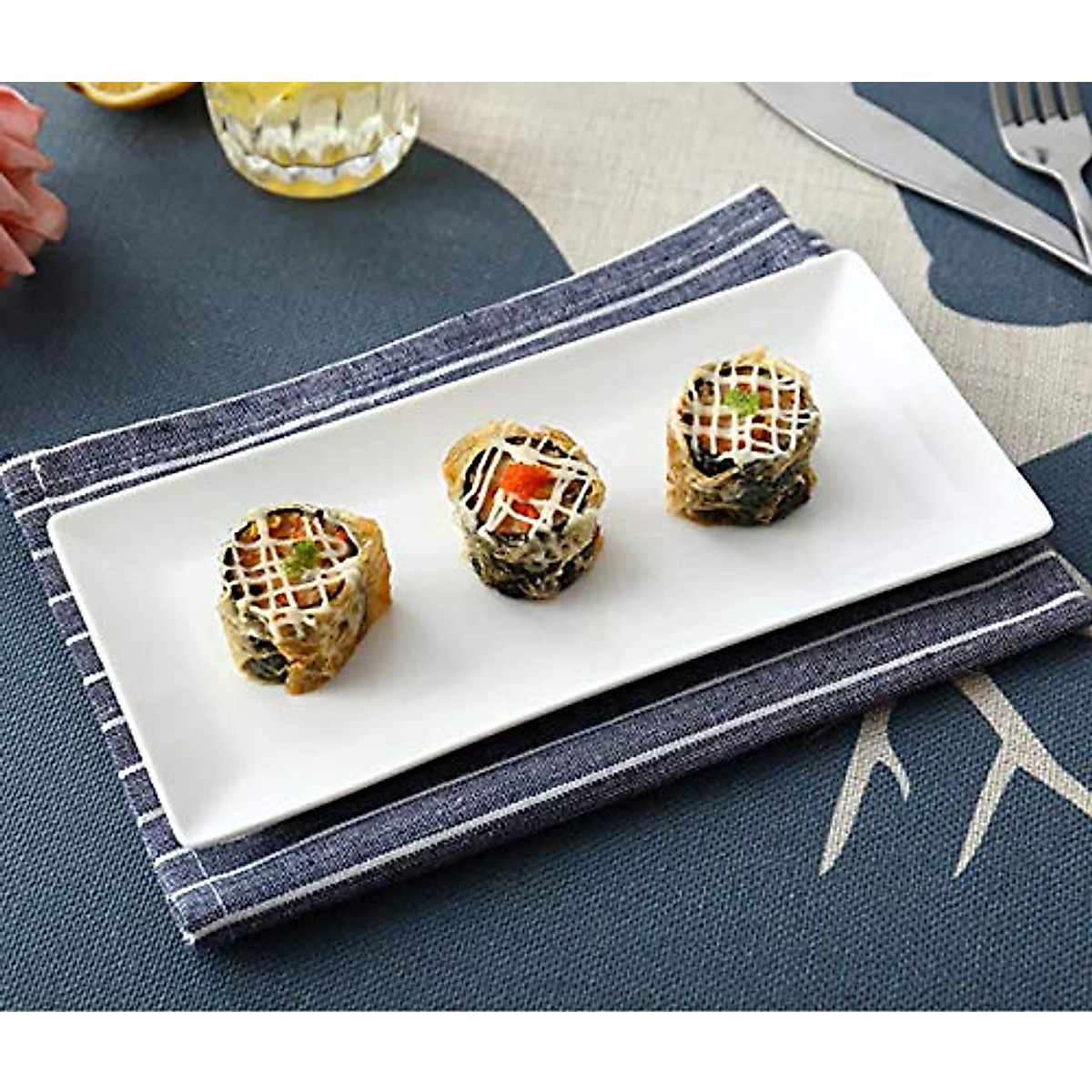 Foraineam 4 Pack Porcelain Serving Platters 10-1/4 x 5 inch Rectangular Serving Trays, Dessert, Appetizer, Salad Side Plates