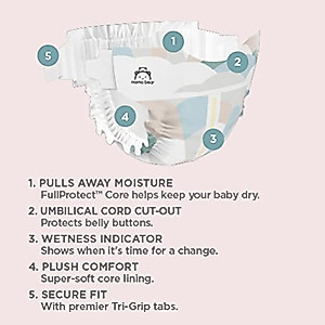 Amazon Brand - Mama Bear Plush Protection Newborn Diapers, Ultra-soft, Hypoallergenic, Dermatologist Tested, For Babies Weighing Up to 10 Pounds, Assorted Print, 32 Count, White
