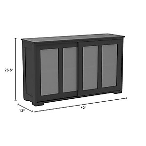 Safeplus 42" Compact Buffet Sideboard with Sliding Glass Doors and Adjustable Shelf for Dining Room, Living Room