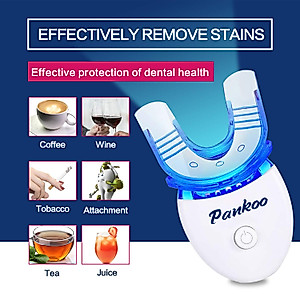 Teeth Whitening Kit with LED Light at Home for Sensitive Teeth,Professional Tooth Whitener with 2xDouble-Sided Silicone Mouth Tray,10xTeeth Whitening Gel,Safely and Effectively Whitens in 18 Mins