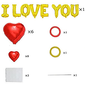 GOER 16 Inch I LVOE YOU Cute Gold Alphabet Letters Foil Balloons Set for Valentine's Day and Weedding Party Decoration Supplies,Include 22 Balloons