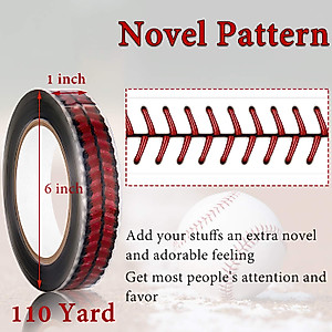Outus 110 Yards Baseball Stitches Design Tape Adhesive Packing Tape Tape Crafting Wrapping Decorative Roll Tape for Thanksgiving Christmas Wrapping Funny Home Decoration Sealing and More(2 Rolls)