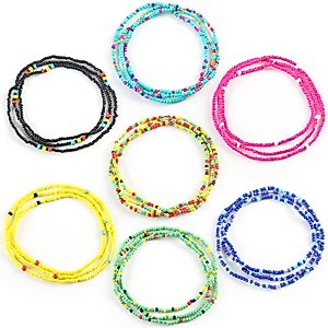 Colorful Waist Beads Body Jewelry Body Chain Fashion Belts Belly Beads, Bead Jewelry, Belly Chains, Waist Chain Jewelry for Women and Girls,7 Pieces
