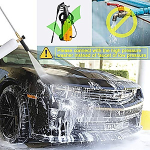 Selkie Foam Cannon Gun Kit, Foam Cannon Blaster with 1/4 Inch Quick Connector with 5pcs Pressure Washer Nozzle Tip,M22-14 mm and 3/8" Quick Inlet Connector, Jet Wash Gun 4350 PSI