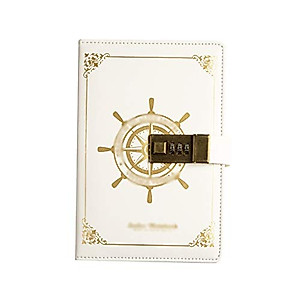 Journal B6 Notebook Creative Password Lock Journal PU Leather Combination Lock Diary Digital Password Locking Journal Diary Portable (Color : White)