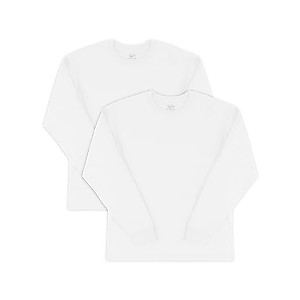 Fruit of the Loom Men's Eversoft Cotton T Shirts, Breathable & Moisture Wicking with Odor Control, Sizes S-4x, Long Sleeve-White Ice