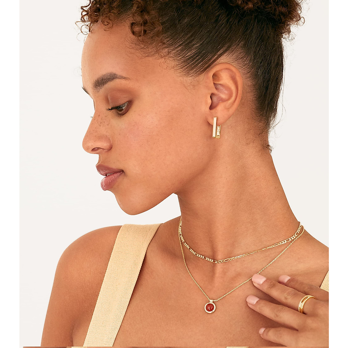 PAVOI Rhodium Plated 925 Sterling Silver Post Square Hoop Earrings | Geometric Rectangle Gold Hoop Earrings for Women