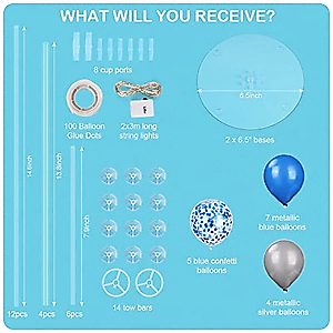 Ainiv 2 Set Table Balloon Stand Kit with Lights, Balloon Centerpieces for Tables Include 16 Latex Confetti Balloons, Christmas Centerpieces Tables Decorations for Birthday, Weddings, Anniversary