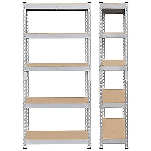 Topeakmart 4 PCS 5-Tier Utility Shelves, Metal Storage Shelves Garage Shelving Unit Adjustable Garage Storage Shelves Storage Racks Heavy Duty Shed Shelving- Silver, 27.5 x 12 x 60 Inch