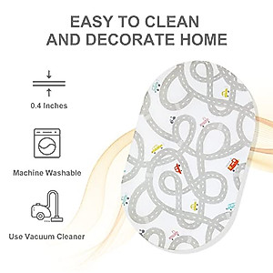 Road Traffic Kids Rug Children Playing with Cars Playmat 3x5 ft,Washable Play Carpet for Kids Playroom,Non-Slip Have Fun Safe Baby Nursery Rug for Toddler Boy? Bedroom Game Room Grey