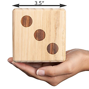 Giant Wooden Yard Dice Set for Lawn Games and Outdoor Yard Games. Family Fun - Includes Larger Double Sided Yardzee and Farkle Dry Erase Scoreboard, 6 Dices (White)
