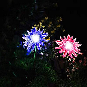 2PCS Waterproof Outdoor Solar Garden Stake Lights with Vivid Figurine –Sun Flower LED Garden Landscape Lawn Lamp for Flower Beds Backyards Decoration