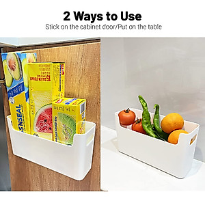 FavoThings 2 Pack Cabinet Door Organizer Adhesive Mount Kitchen Wrap Organizer Container Plastic Storage Shelf Versatile for Kitchen, Bathroom, Office, Bedroom, Garage, Craft Room, White