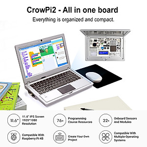Programming Laptop for Raspberry Pi, for Raspberry Pi 4 Kit, CrowPi2 Programming Laptop, Single Board Computer - Advanced Kit