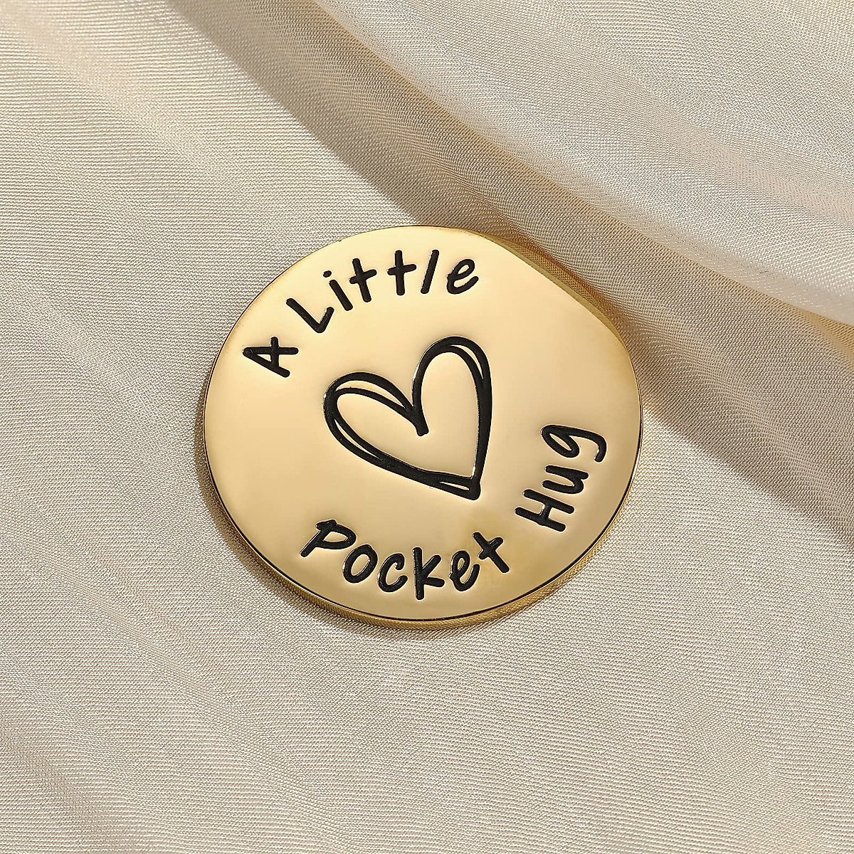 MIXJOY Little Pocket Hug Token Positive Affirmations Keepsake, Cancer Survivor Recovery Celebrate Sobriety Support Cheer Up Gifts for Men, Thinking of You Gift with PU Leather Keychain (Gold)