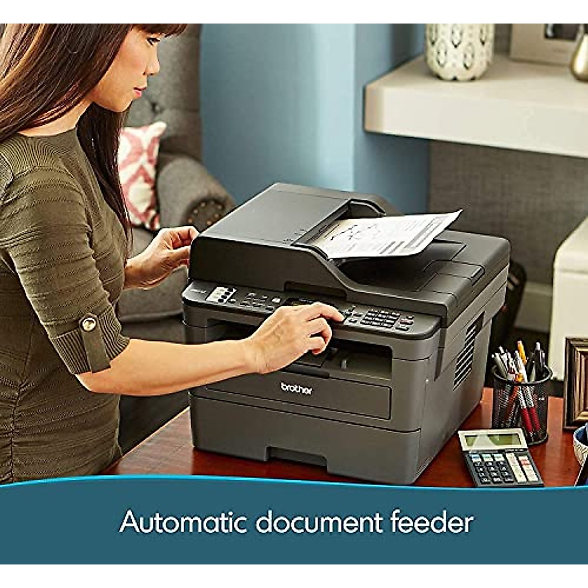 Brother MFC L2700 Series Compact Wireless Monochrome Laser All-in-One Printer - Print Copy Scan Fax - Mobile Printing - Auto Duplex Printing - Up to 32 Pages/Min - ADF - 2-line LCD (Renewed)