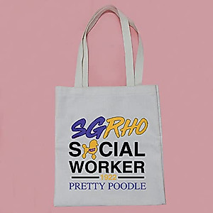PWHAOO SGRHO Social Worker 1922 Pretty Poodle Shopping Bag SGRHO Sorority Sister Tote Bag (SGRHO Social Worker TB)