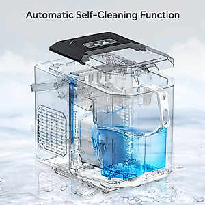 Crzoe Ice Makers Countertop, Ice Machine with Handle, 26Lbs in 24Hrs, 9 Cubes Ready in 6 Mins, Self-Cleaning Portable Ice Maker, 2 Sizes of Bullet Ice Cubes for Home and Office