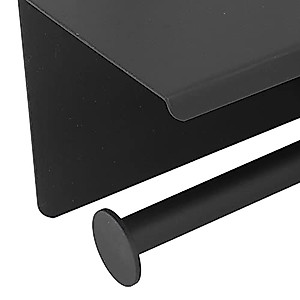 Stainless Steel Toilet Paper Holder with Shelf Self Adhesive Punch Toilet Paper Shelf Roll Holder for Bathroom (K10 Black)