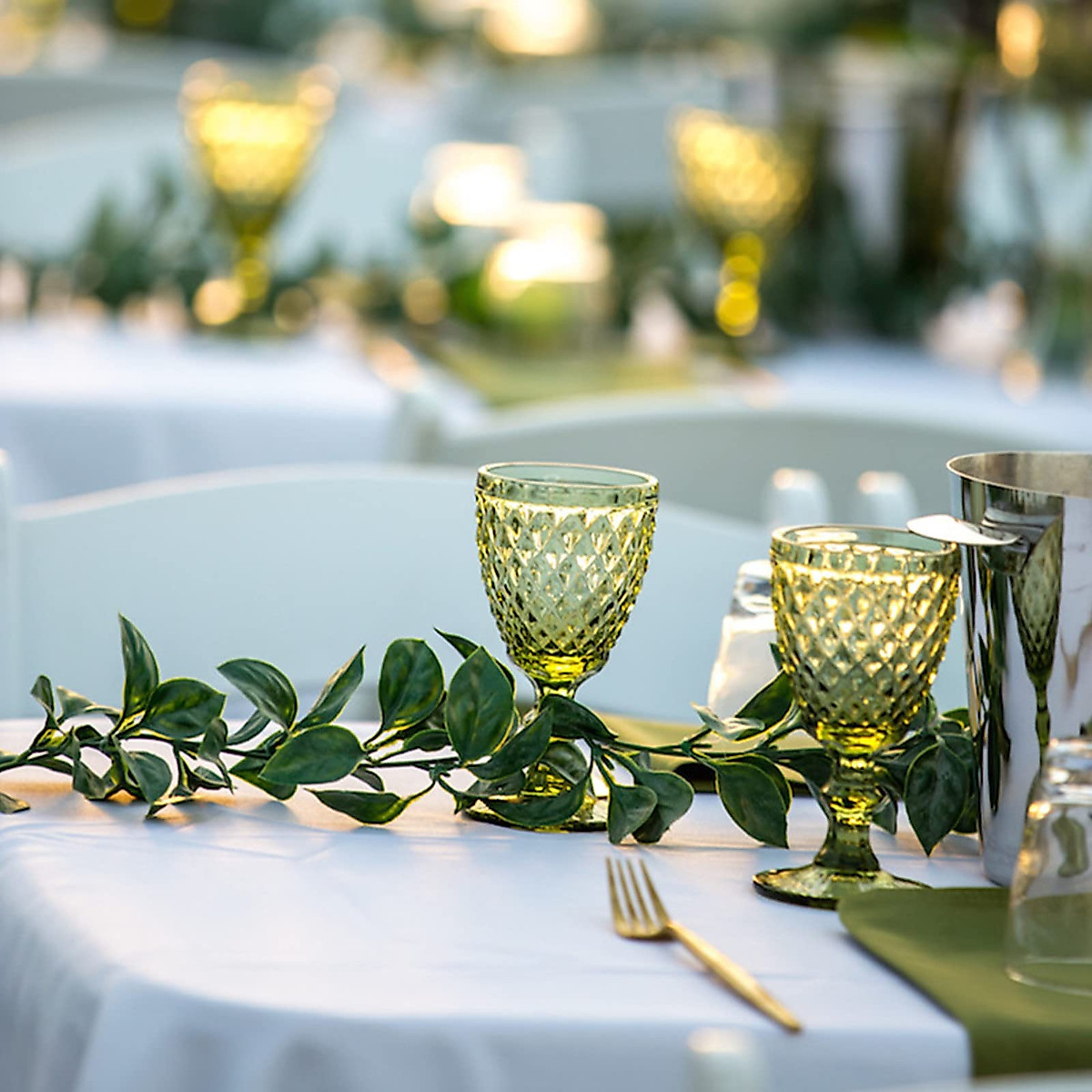 ZOOFOX Set of 6 Wine Glasses, 10 oz Colored Glass Goblet with Diamond Pattern, Embossed High Clear Glassware for Party and Wedding (Multi-Colors)