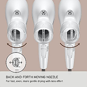 Panasonic nanoe Salon Hair Dryer with Oscillating Quick Dry Nozzle, Folding Hair Dryer for Travel and Home, 3 Airflow Settings for Easy Styling and Healthy Hair - EH-NA2C-W (White)