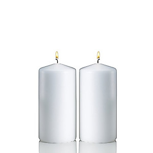 Light In The Dark White Pillar Candles - Set of 2 Unscented Candles - 6 inch Tall, 3 inch Thick - 36 Hour Clean Burn Time