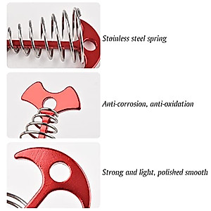 10Pcs Deck Anchor Pegs Windproof Aluminium Alloy Fishbone Tent Stakes with Spring Buckle, Portable Wind Rope Anchor for Hiking Camping (Style 1)