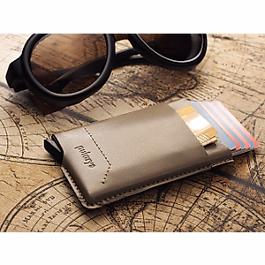 PULARYS GOBI Wallet - Made of Italian Leather - RFID Protection - 2 Pockets for Banknotes - Holds up to 6 Cards - For Men & Women - Minimalist Design - Caffe Latte Colour