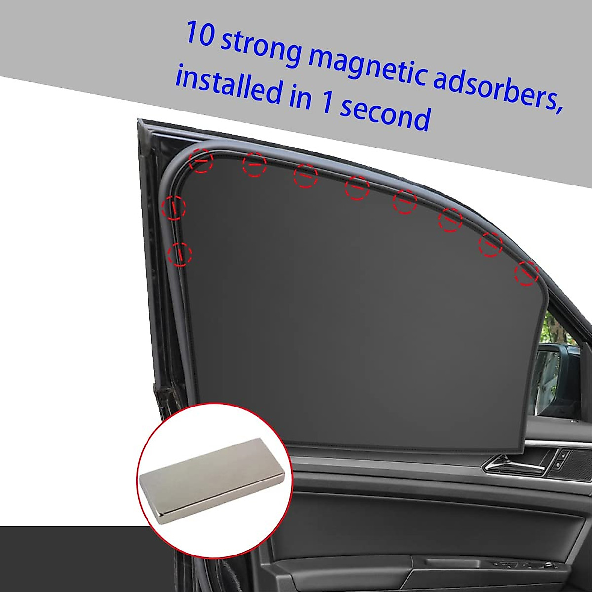 2PCS Car Side Window Sun Shades, Magnetic Sunshades for Car Windows, Front Seat Window Sunshades Privacy Curtains, Front Side Window Sun Shade Blocks Sun, Universal for Car SUV Truck