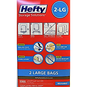 Hefty Vacuum Seal SHRINK-PAK BAG , 34" x 22", 2 Large Bags (Large)