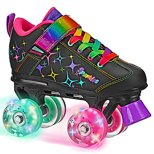 Roller Derby Sparkles Lighted Roller Skates Black/Rainbow Size 13J