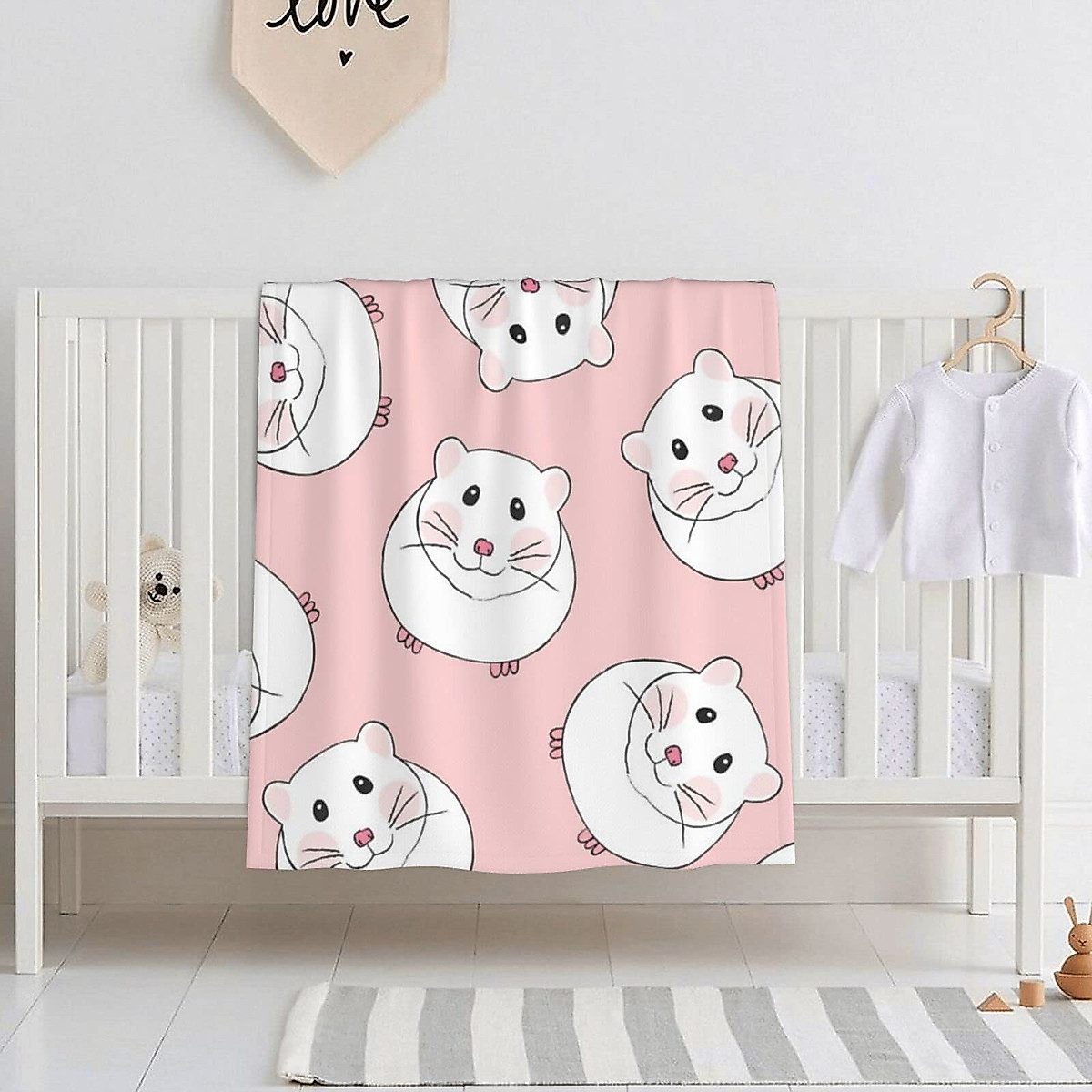 Baby Blanket for Boys Girls,Hamster Balls On Pink Super Soft Micro Fleece Plush Blankets Toddler Receiving Blanket for Crib Stroller Shower Gifts 30 x 40 Inch