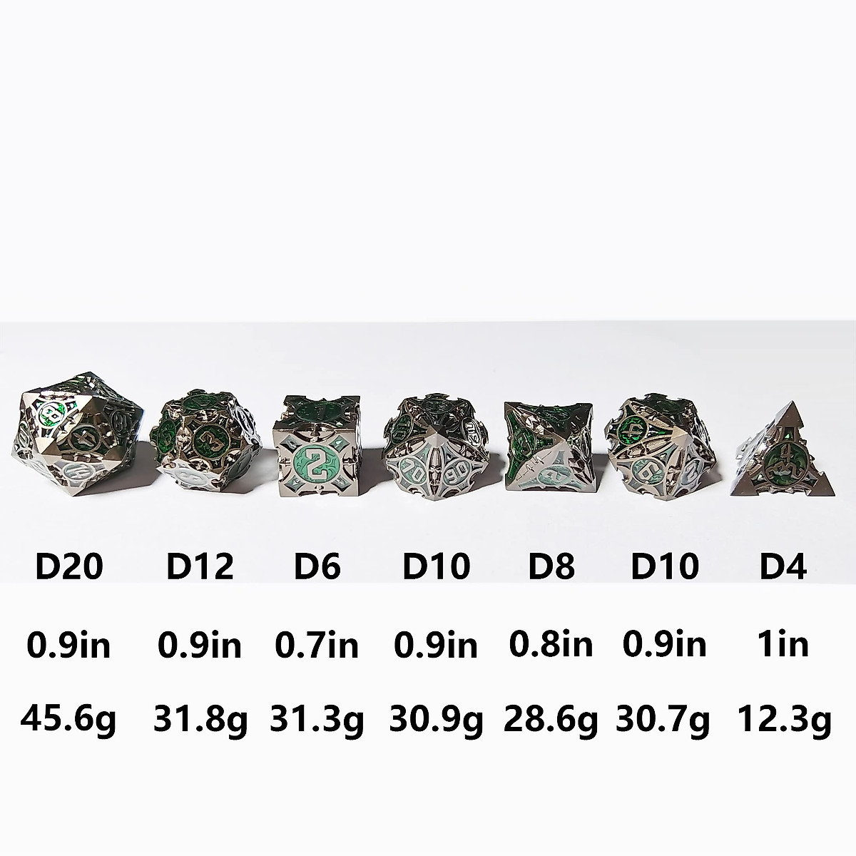 DND Dice,Dungeons and Dragons Dice (Black with Green)