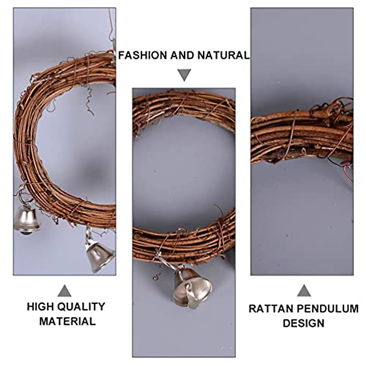 Balacoo Parakeet Decorated Garland Parrot Bird Perches Parrot Rattan Twig Bungee Bird Toy with Bell Wreath Swing Perch Hanging Climbing Chews Toy Garden Porch Wind Chime Climbing Toys Climbing Toys