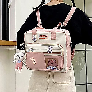 Cute School Backpack with Plush Pendant Girls Pink Japanese Schoolbag Cute Backpack for School JK Uniform Handbags