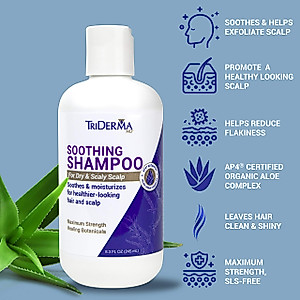 TriDerma Soothing Shampoo For Dry Scalp, Maximum Strength, Coal Tar Free, All Hair Types, 8.3 oz