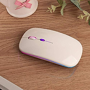 Rechargeable Dual-Mode Wireless Bluetooth Mouse Bt+2.4g Wireless Luminous Silent Mouse Lady Mouse Ultra-Thin Fashion Cute Non-Slip Design Pc Gaming Mouse, Suitable for Laptop Design and Office