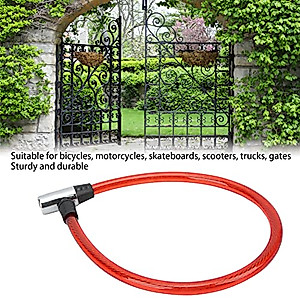 Bike Cable, Steel Wire Cable Lock Durable Material Portable Size for Motorcycle for Gate for Bike(red)